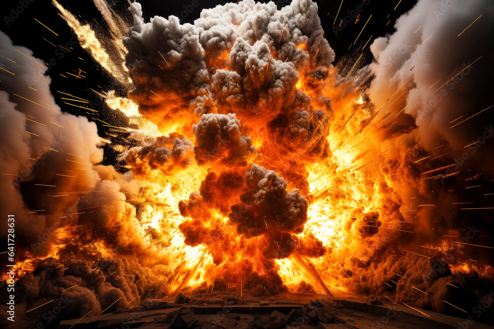 Huge fire explosive background, nuclear art, war scenes, photo ...