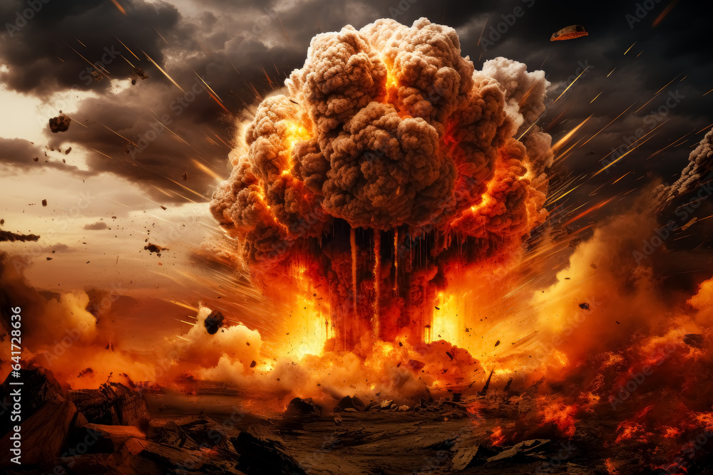 Huge fire explosive background, nuclear art, war scenes, photo ...