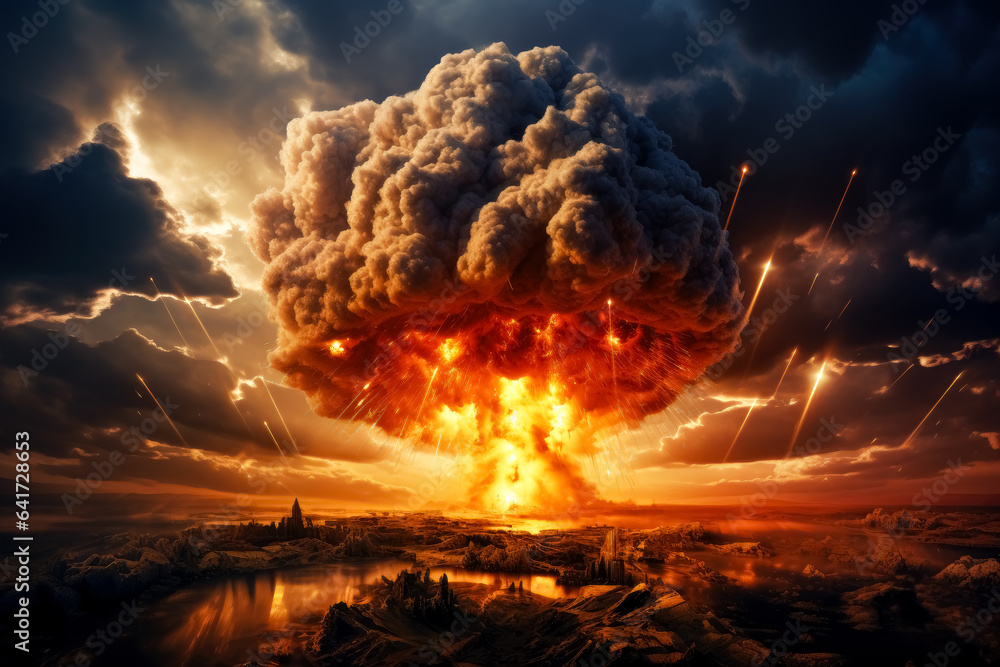Huge fire explosive background, nuclear art, war scenes, photo ...