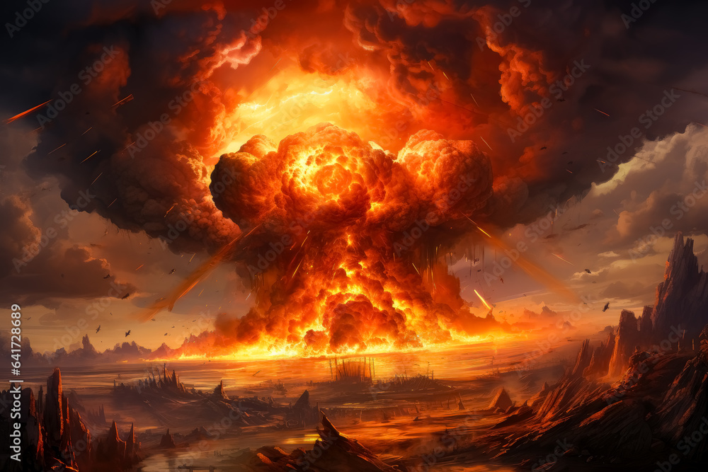 Huge fire explosive background, nuclear art, war scenes, photo ...