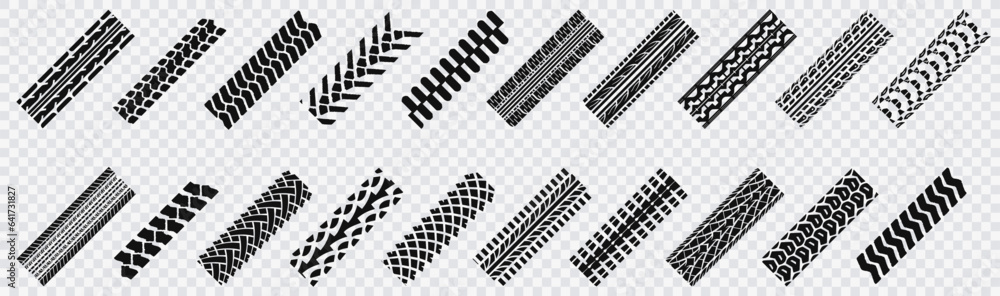 Tire tread print or truck tracks set isolated on transparent background ...