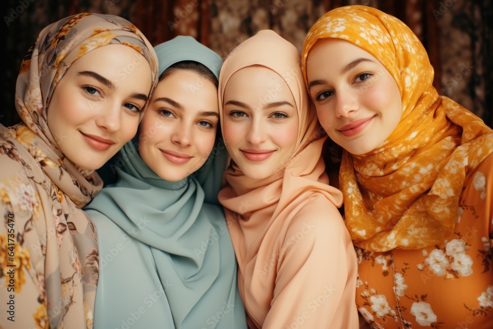 Muslim women of various backgrounds wearing different hijab styles ...