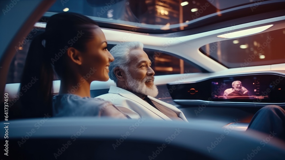 People ride in a self-driving car controlled by an artificial ...