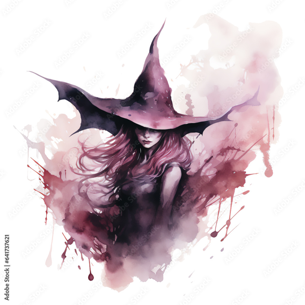 Watercolor witchy Gothic halloween clipart, Witchy aesthetic pink ...