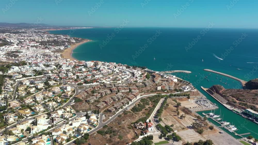 Aerial panoramic view of Albufeira city - Portugal. Situated in South ...
