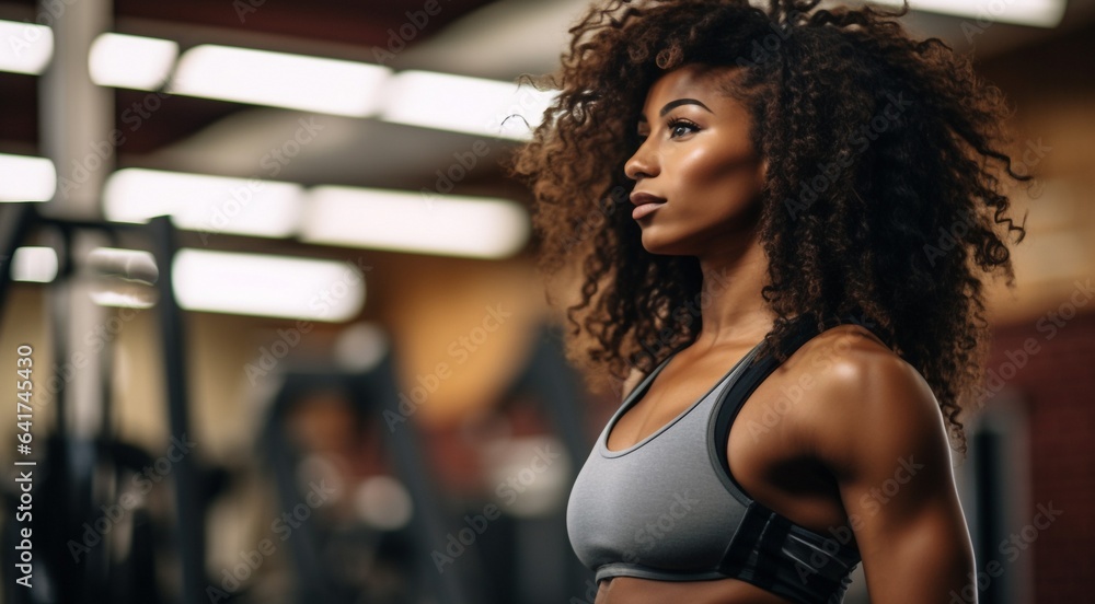 muscular bodybuilder training, muscular woman in the gym, young ...