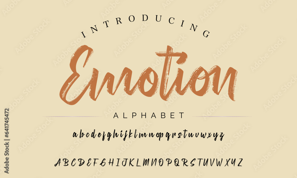 Emotion Vintage Brush Script Modern Alphabet. Retro Typeface. Textured ...