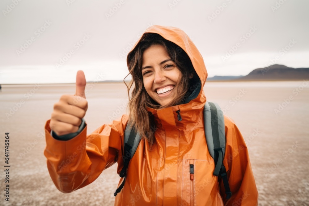 Medium shot portrait photography of a grinning girl in her 20s giving a ...