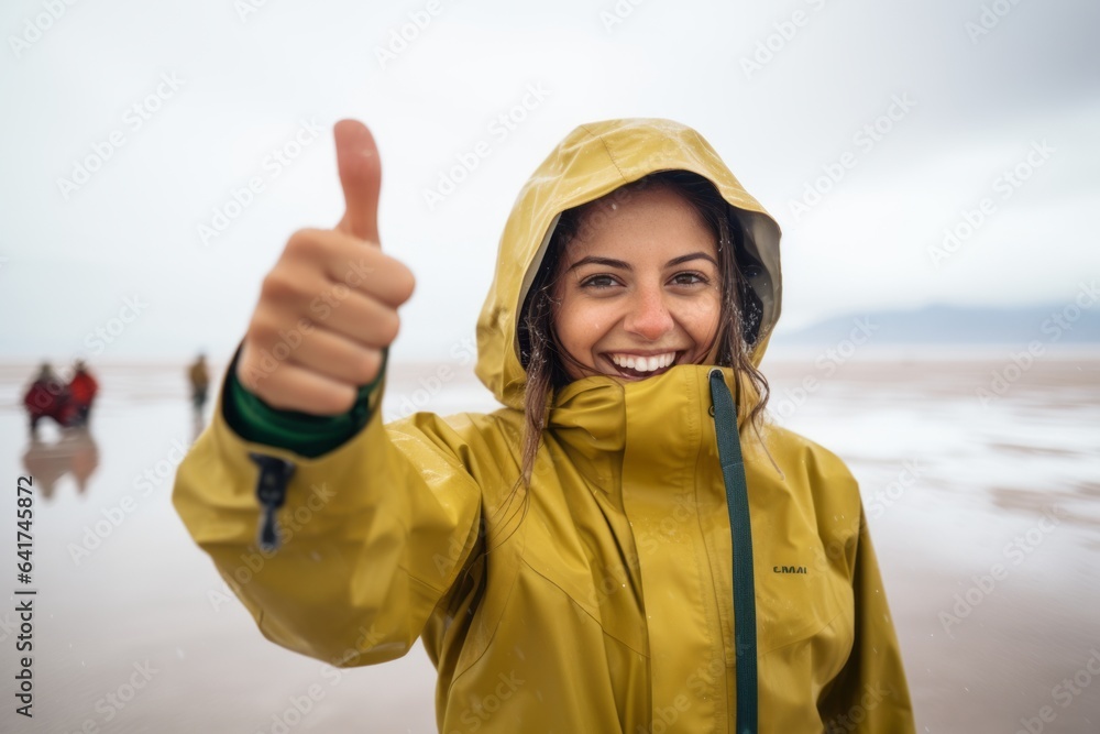 Medium shot portrait photography of a grinning girl in her 20s giving a ...