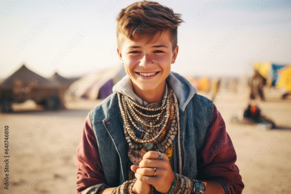 Lifestyle portrait photography of a joyful boy in his 20s shaking hands ...