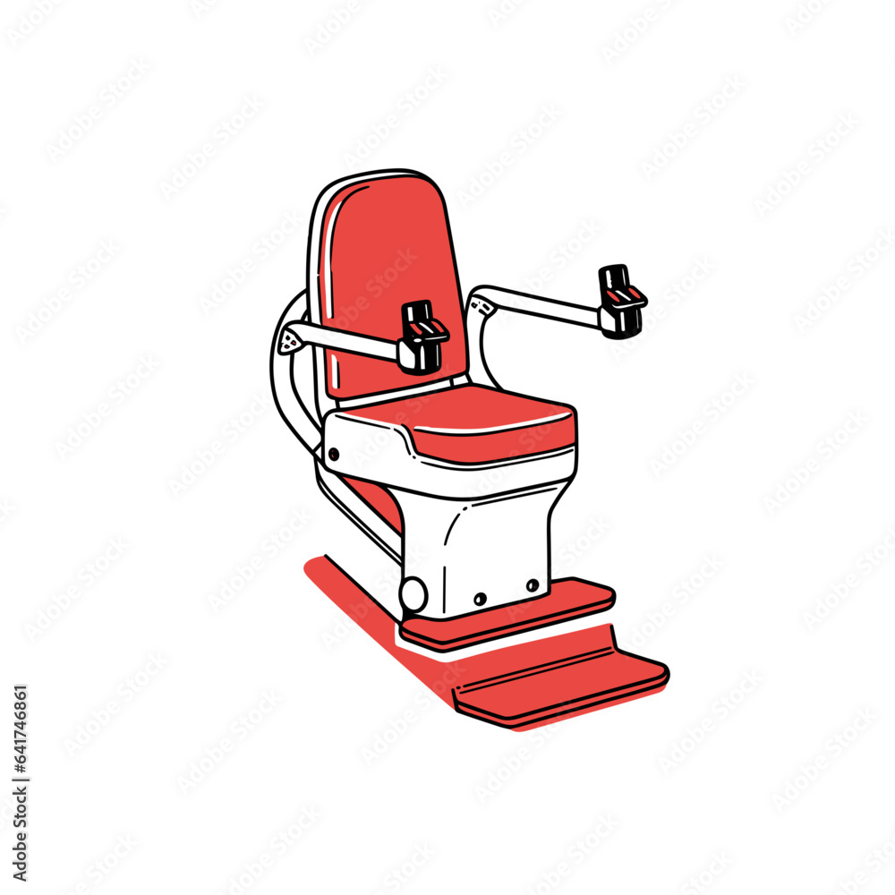 Stair lift vector icon in minimalistic, black and red line work, japan ...