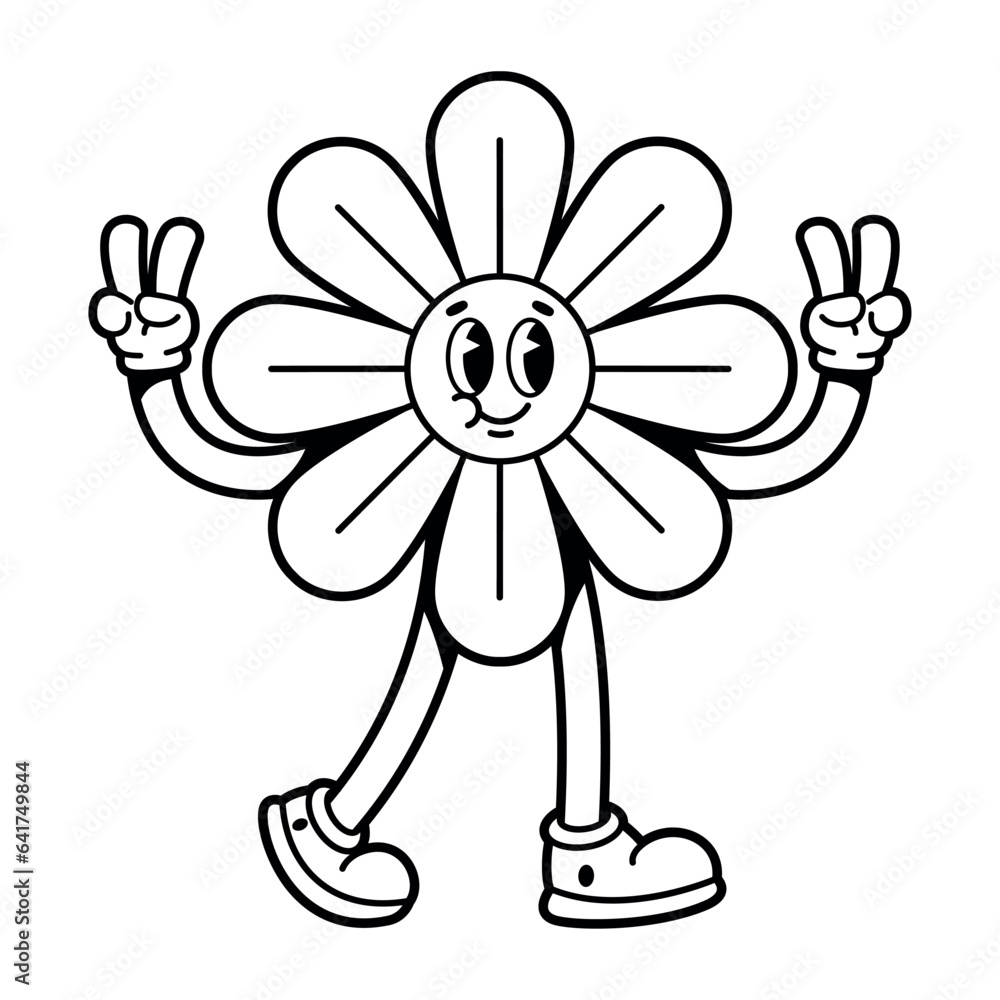 vector funny cartoon character flower illustration isolated Stock ...