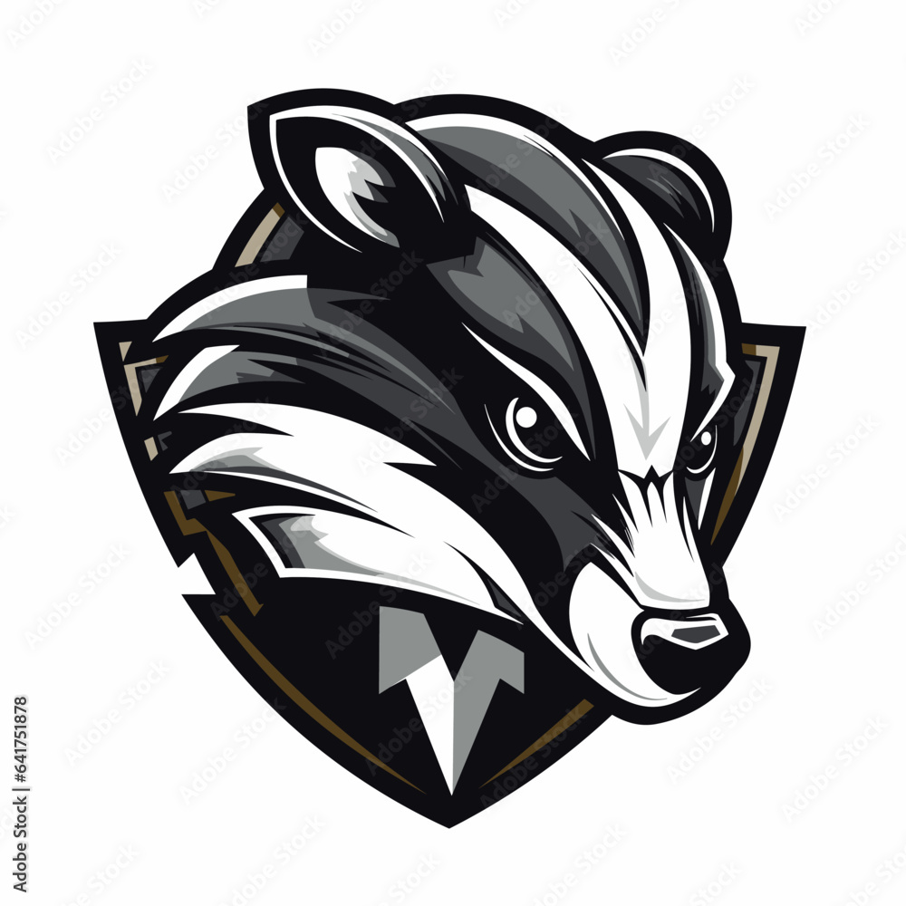 Esport vector logo badger on white background side view, badger icon ...