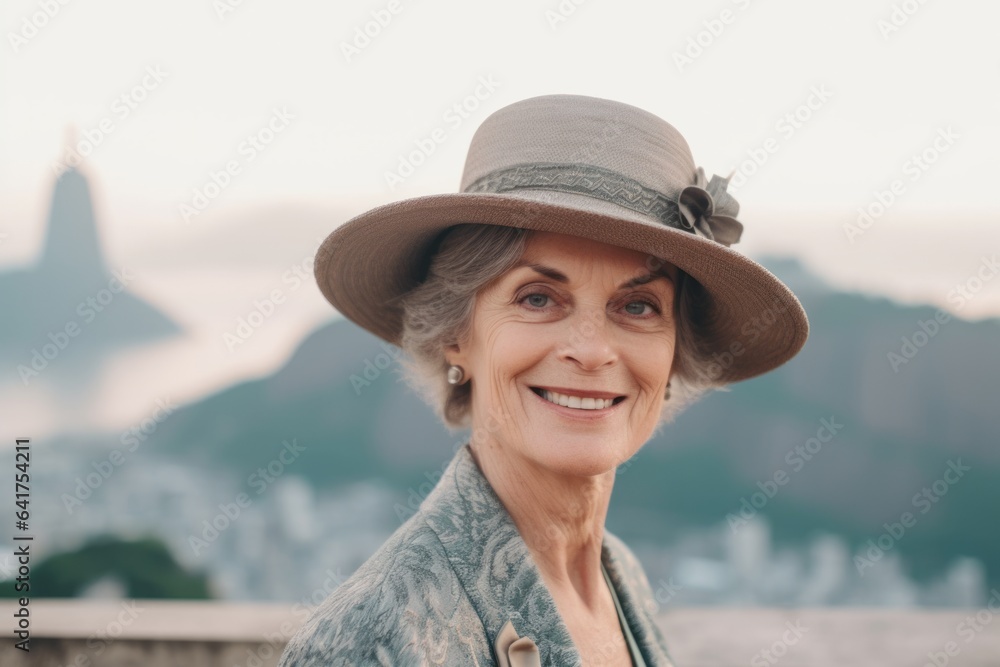 Close-up portrait photography of a satisfied mature woman wearing a ...