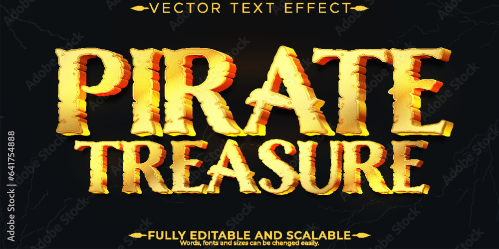 Pirates text effect, editable ship and adventure text style Stock ...