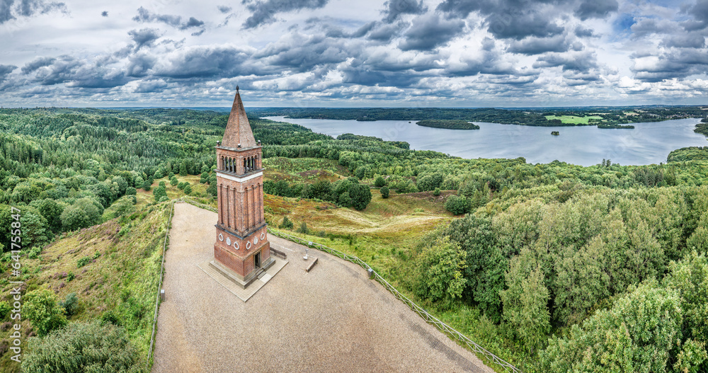 Himmelbjerget tower, one of the highest places in Denmark Stock Photo ...