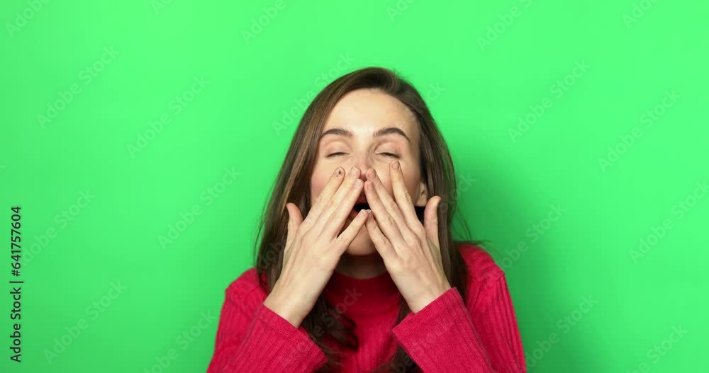 Surprised girl face. Close up of shocked woman face expression. Wow ...