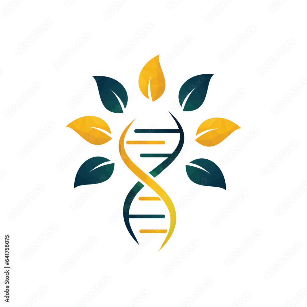 DNA tree vector logo design. DNA with green leaves vector logo design ...