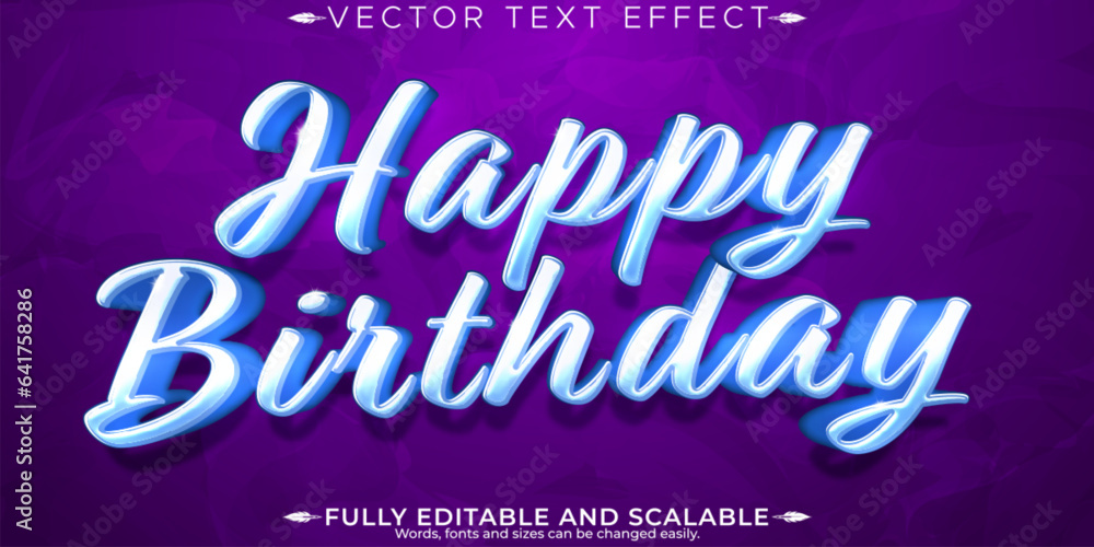 Happy birthday text effect, editable gift and party text style Stock ...