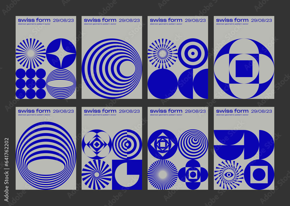 Set Of Swiss Design Inspired Posters Vector Illustration. Cool ...