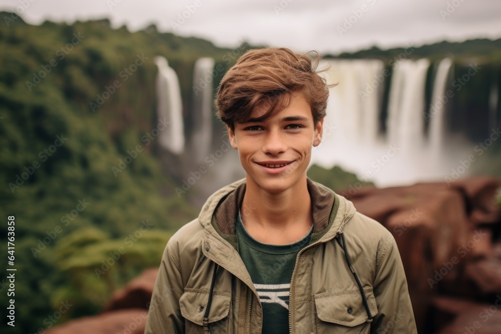Lifestyle portrait photography of a grinning boy in his 30s wearing a ...