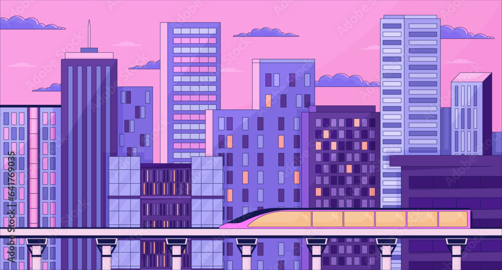 Bullet train night skyscrapers lo fi aesthetic wallpaper. Highrise ...