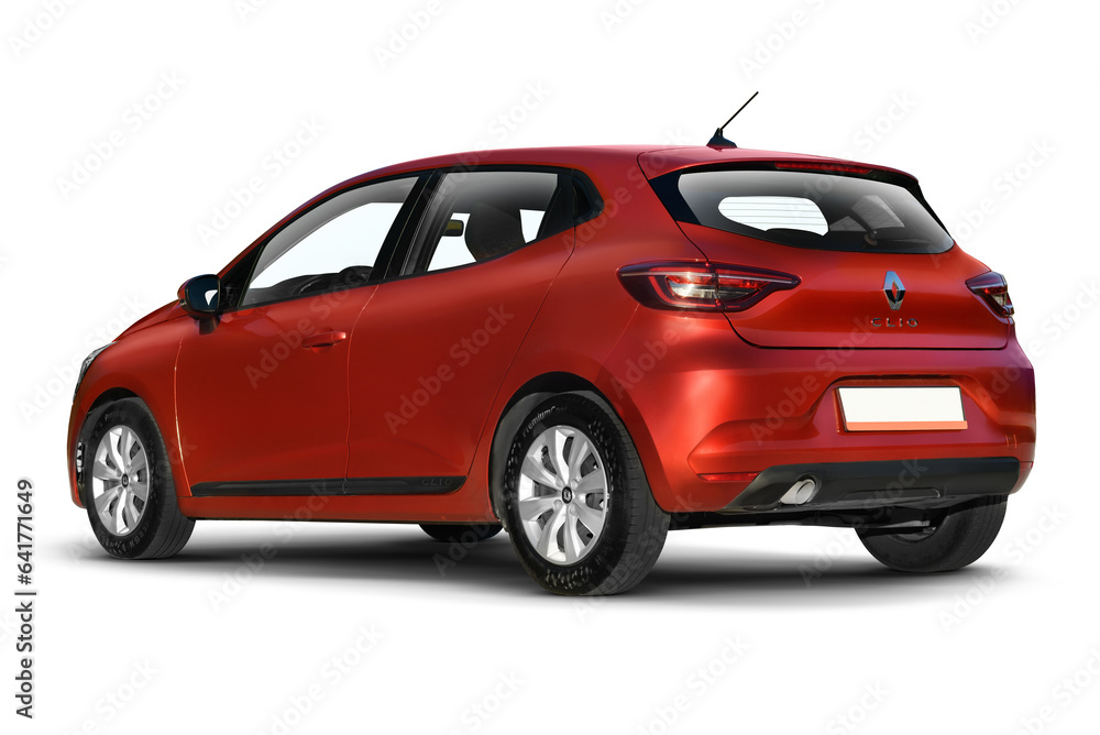 Diagonal Perspective of the Red 2022 Renault Clio 5 in Studio Setting ...