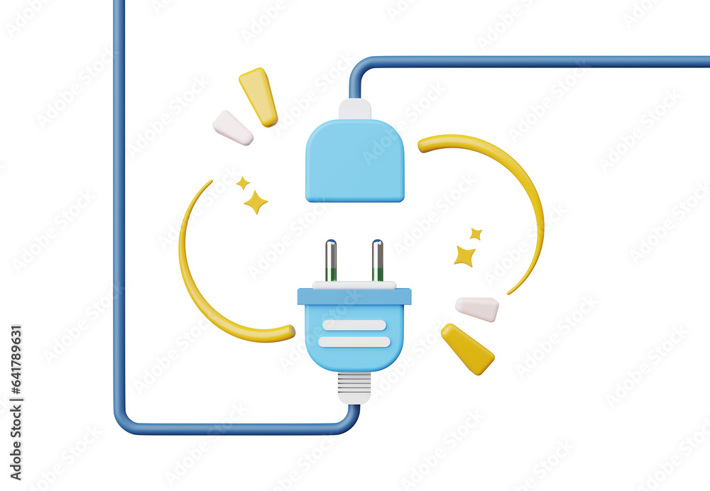 3d Render, minimal type of electric plug for connection isolated on ...