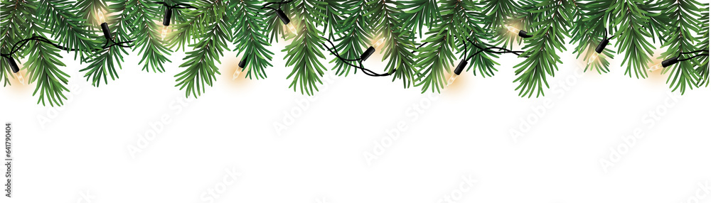 Seamless decorative christmas border with coniferous branches and ...