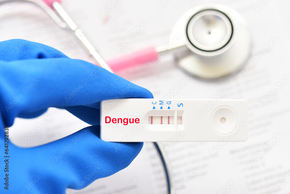 Dengue virus positive test result by using rapid test device Stock ...