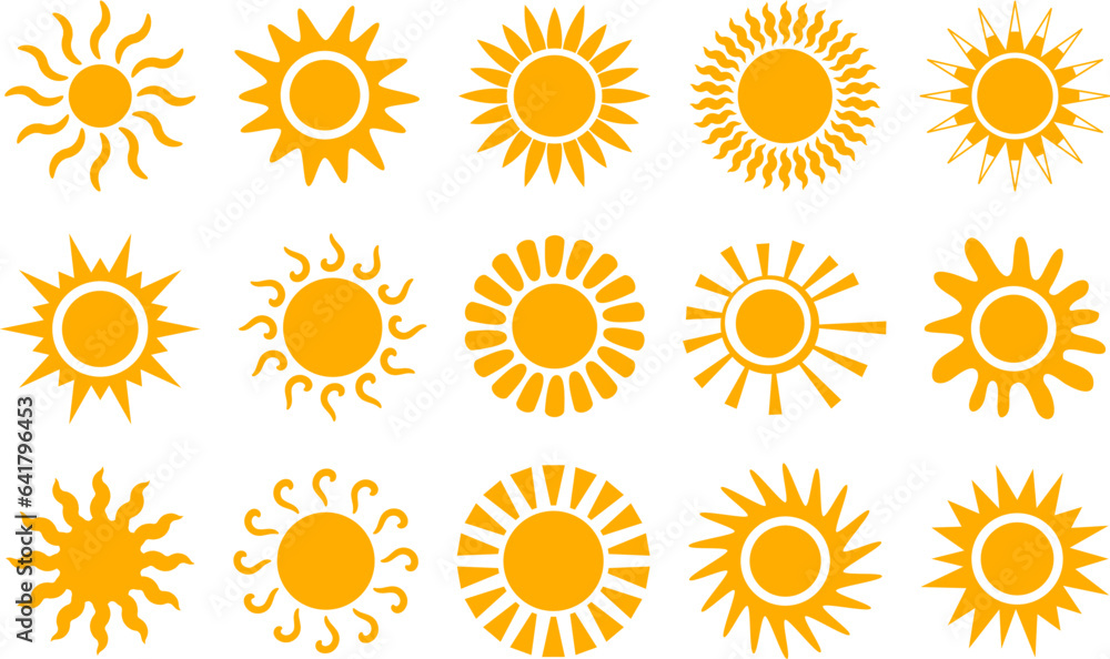 vector collection of yellow sun symbols Stock Vector | Adobe Stock
