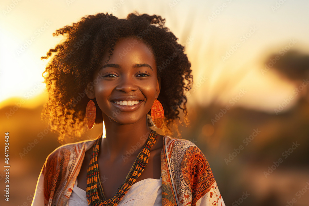 Generative AI portrait of natural beauty perfect african traditional ...