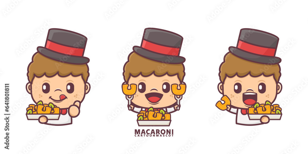 cute cartoon mascot with macaroni. set cartoon vector with different ...
