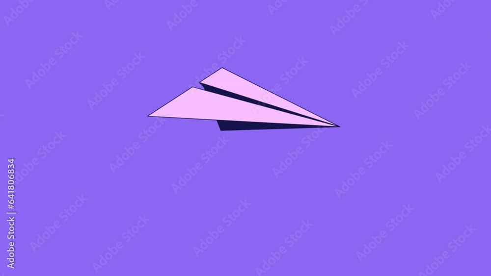 Flying paper plane line cartoon animation. Origami airplane floating in ...