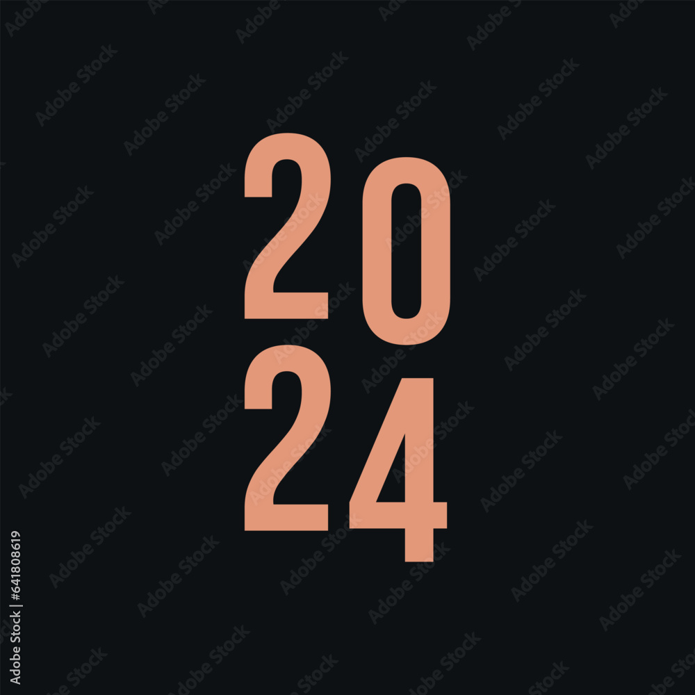 2024 New Year pink numbers black background. Happy new year 2024 ...