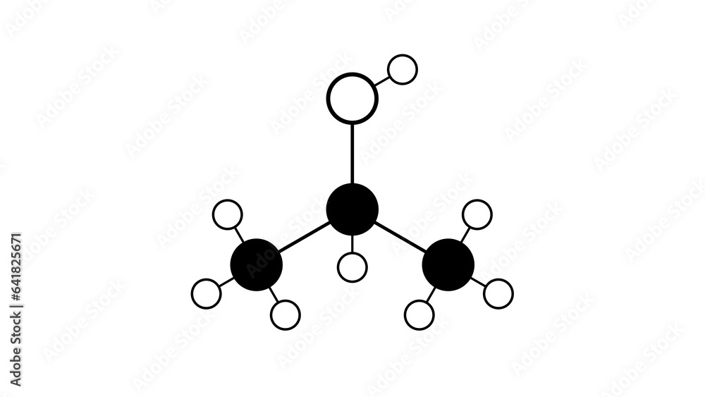 isopropanol molecule, structural chemical formula, ball-and-stick model, isolated image ...