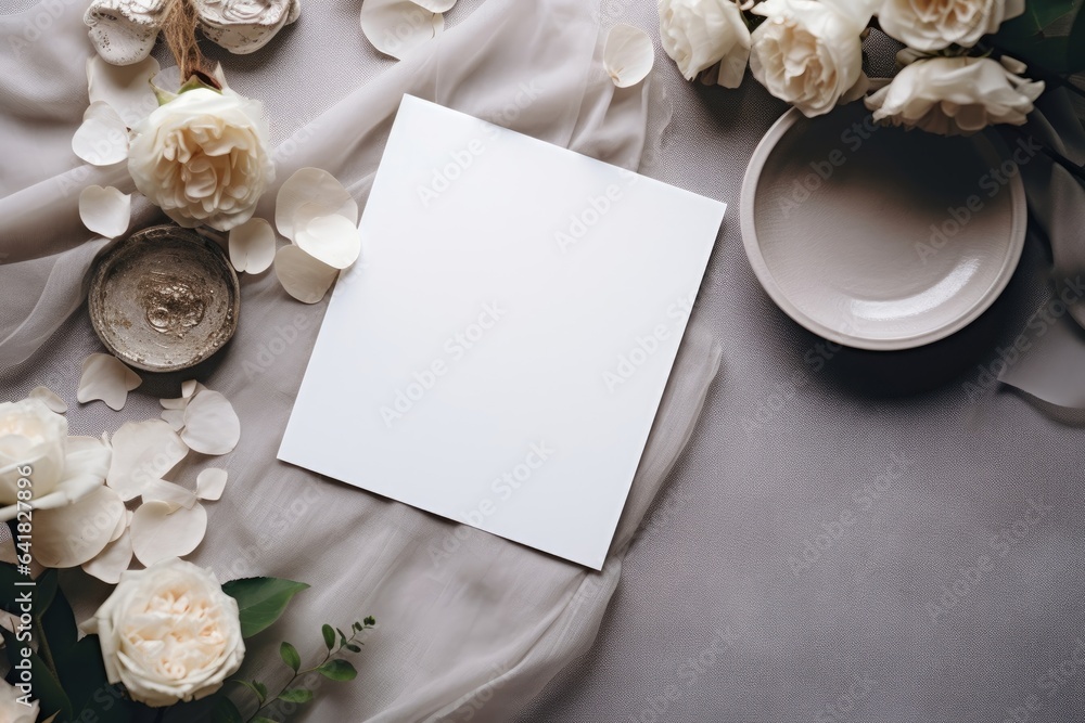 Moody wedding table mockup scene. Feminine desktop composition with ...