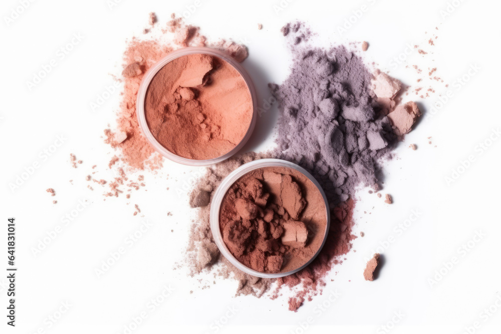 Different shades of face powder on white background. illustration of ...