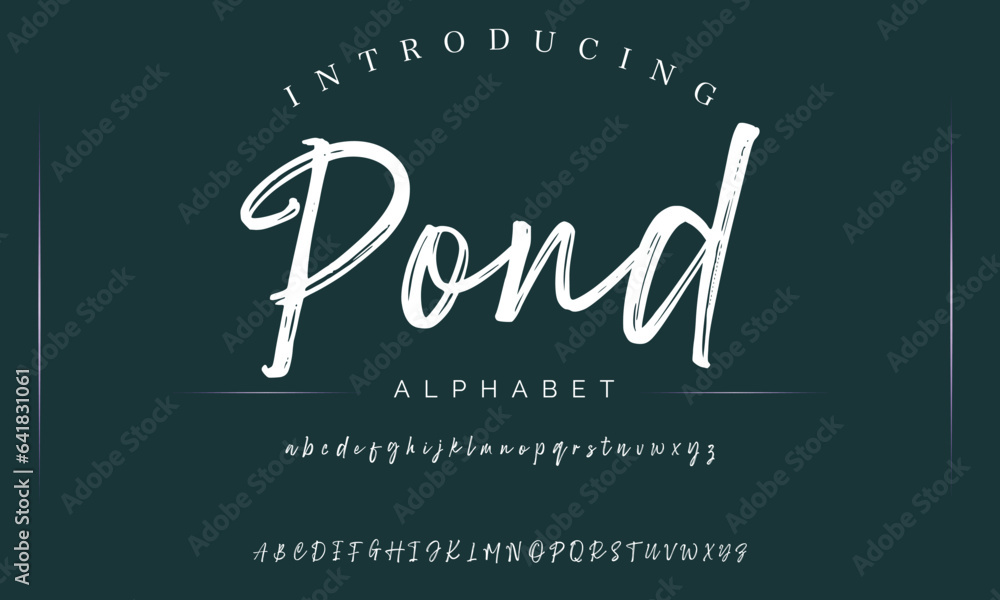 Pond Lettering font isolated on black background. Texture alphabet in ...