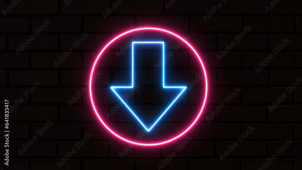Neon arrow symbol icon. Directional sign. The purple-colored arrow ...