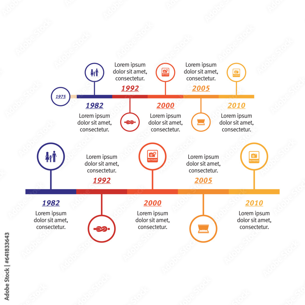 Lines with achievements or milestones vector illustration. Cartoon ...