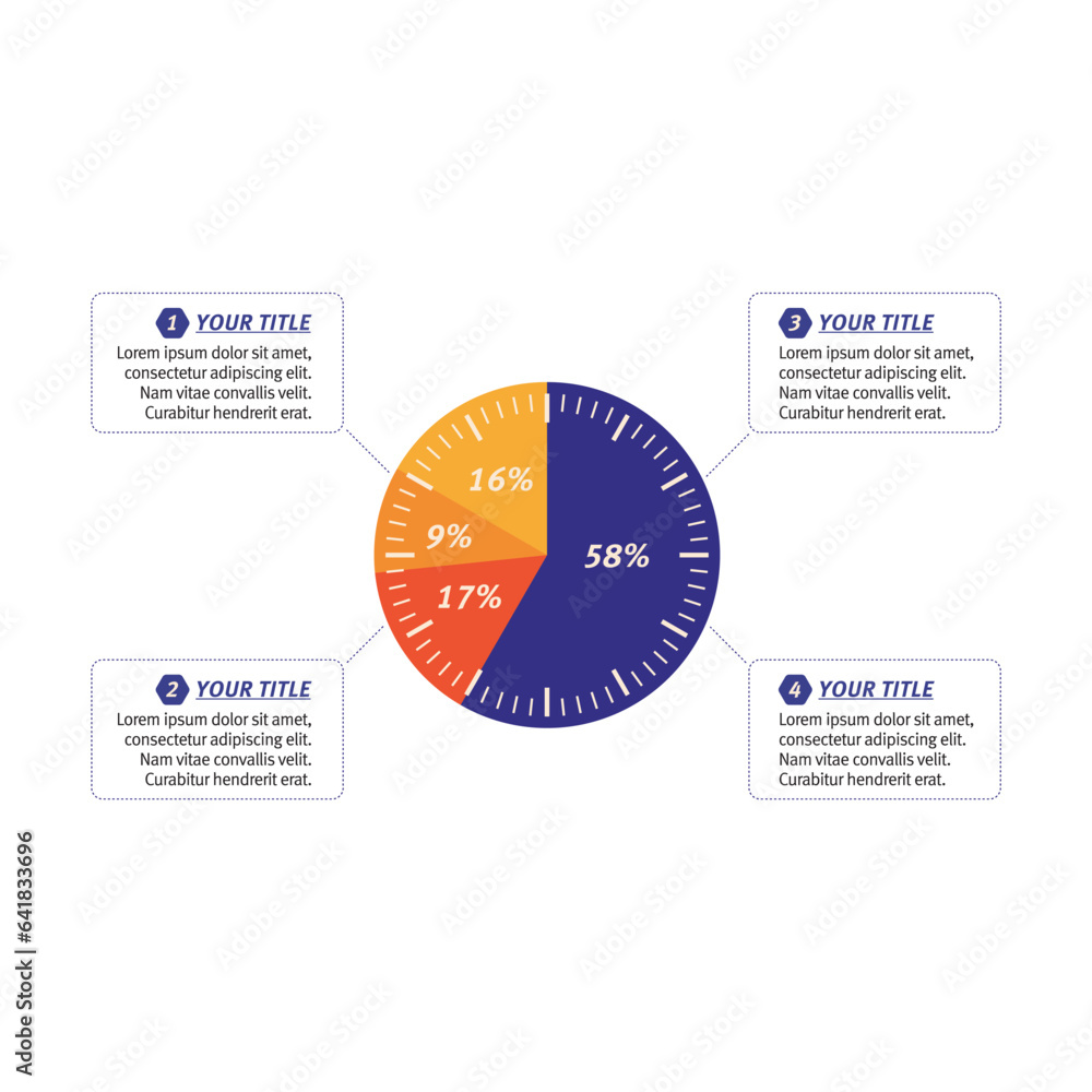 Round dial chart with percentage statistics vector illustration ...