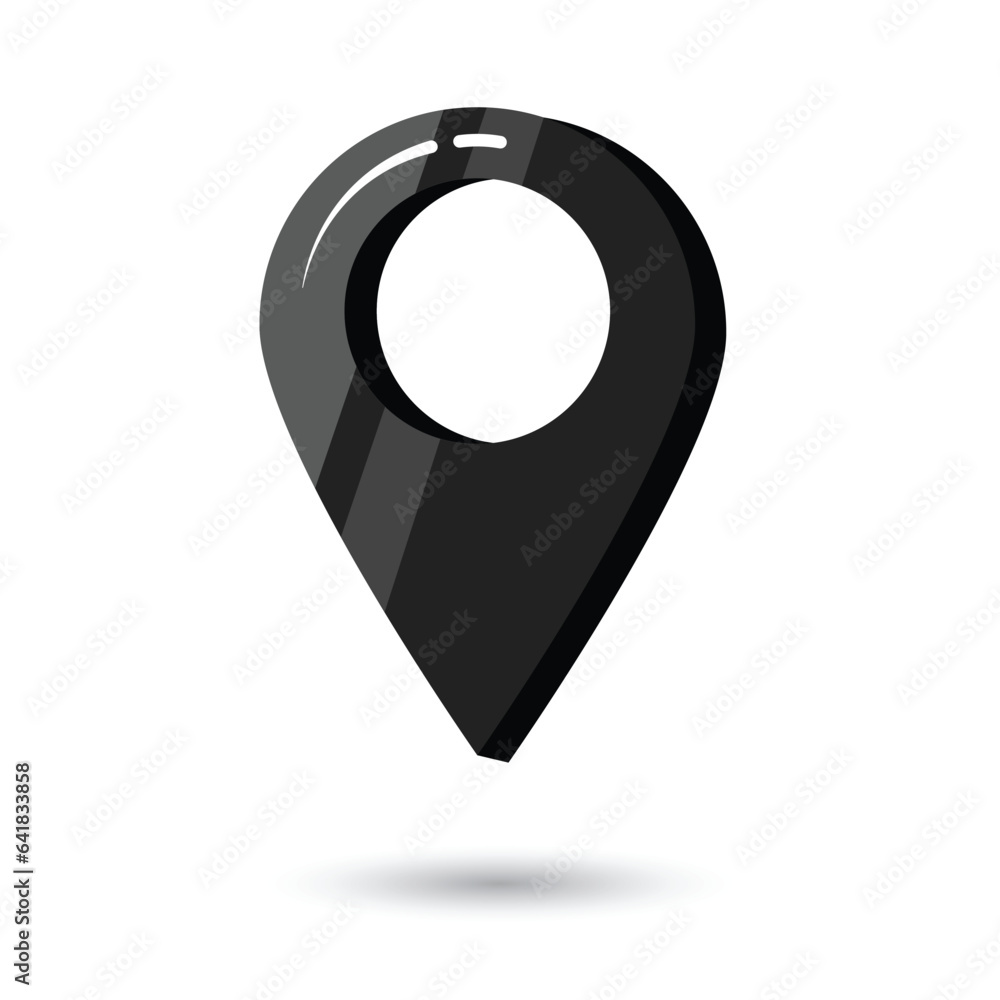 Vector Black Color Location Icon. 3D Style Map Pointer icon. Vector ...