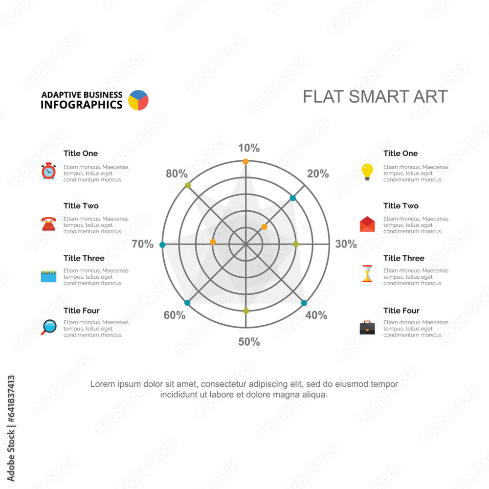 Radar chart with business statistics vector illustration. Cartoon ...