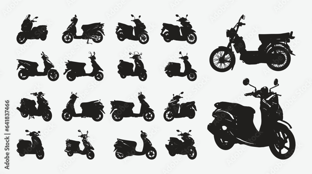 Graceful and Dynamic Scooty Silhouettes, A Diverse Set of Urban ...