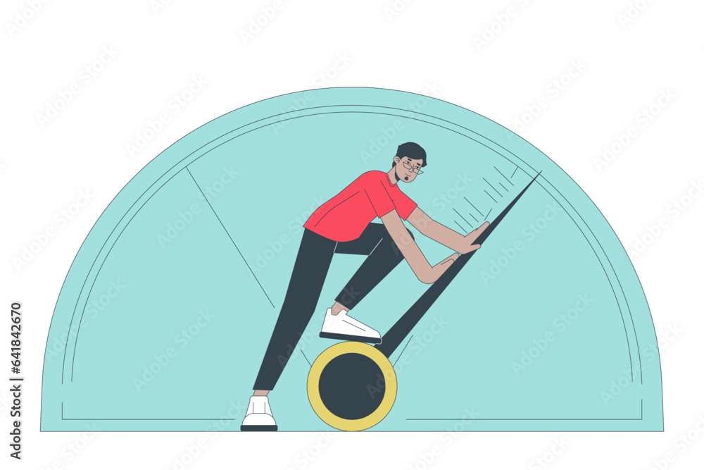 Full potential achive flat line concept vector spot illustration. Man ...