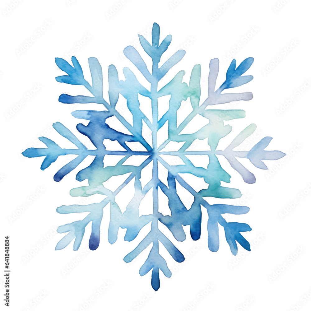 Snowflake watercolour illustration. clipart for design. elements ...