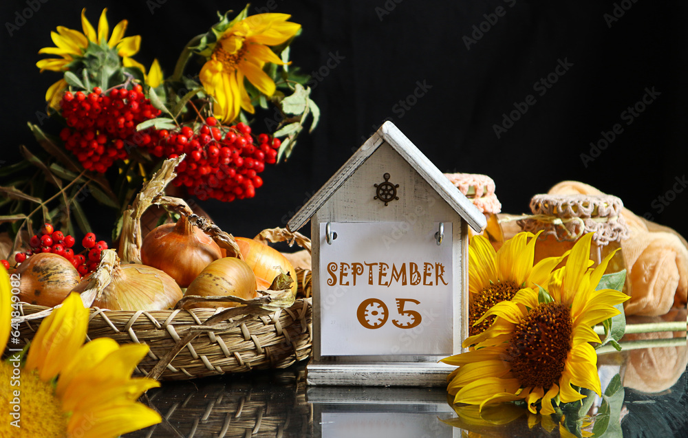 Calendar for September 5: the name of the month of September in English ...