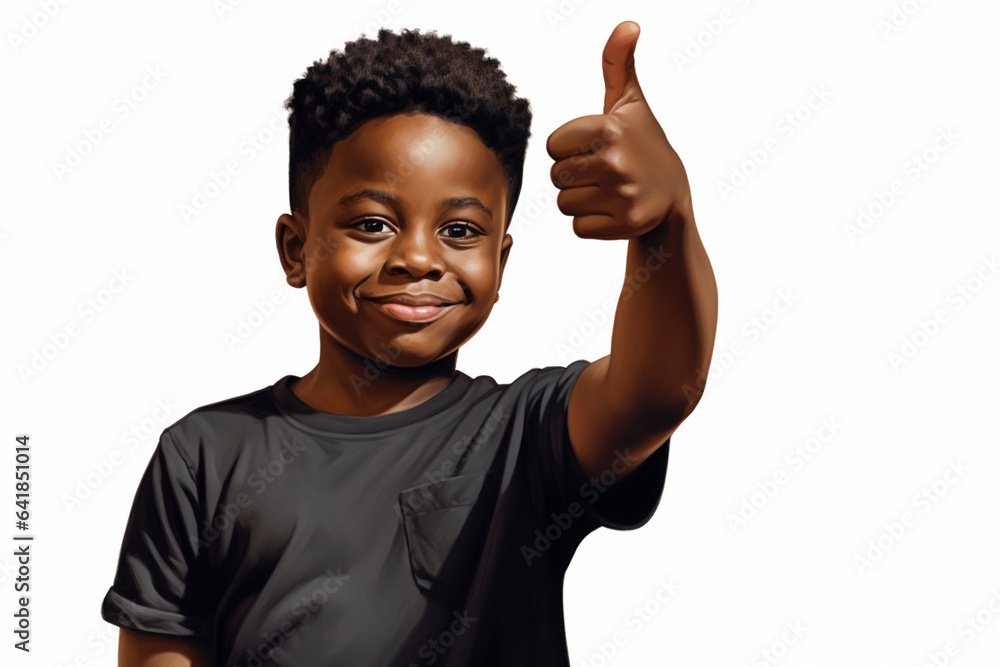 Positive African American Boy Giving Thumbs Up with Confidence Stock ...