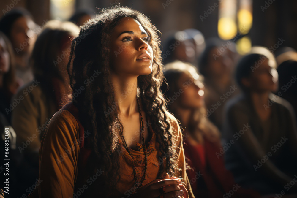 Reflection and Renewal. Worshipers immersed in deep thought during a ...